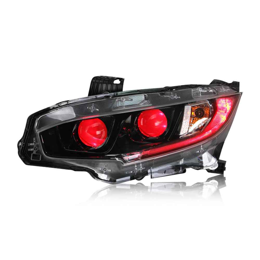 Headlights For 2016-2021 Honda Civic LED Start Animation Front Lamp ...
